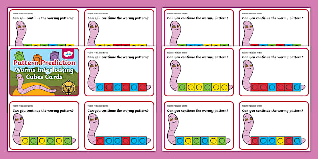 Pattern Prediction Worms Interlocking Cubes Cards - Twinkl Pattern Prediction Worms Interlocking Cubes Cards - Twinkl