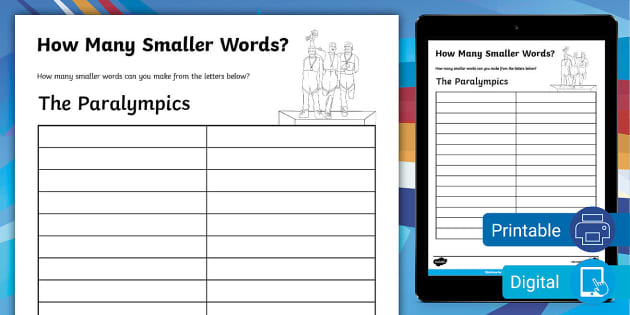 How Many Smaller Words Paralympics Games | Twinkl USA