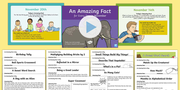 Amazing Fact of the Day November Worksheets (teacher made)