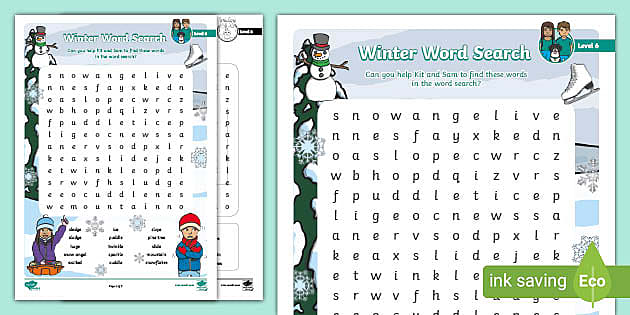 Level 6 Phonics Winter Word Search (teacher made) - Twinkl