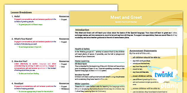 FREE! - Spanish Greetings KS2 - Meet and Greet Planning Overview