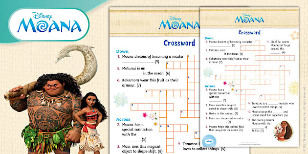 Moana: Crossword [Ages 5-7] (teacher made) - Twinkl