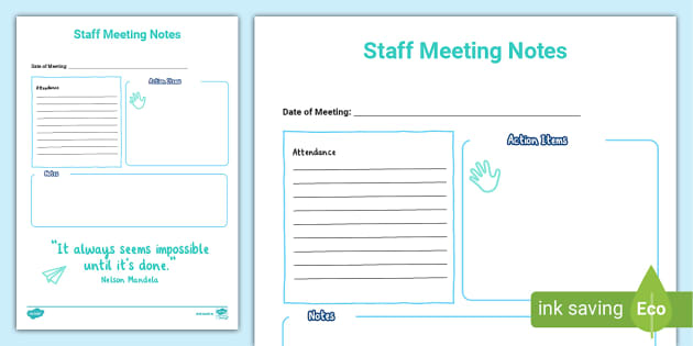 Staff Meeting Notes (teacher made) - Twinkl Staff Meeting Notes (teacher made) - Twinkl