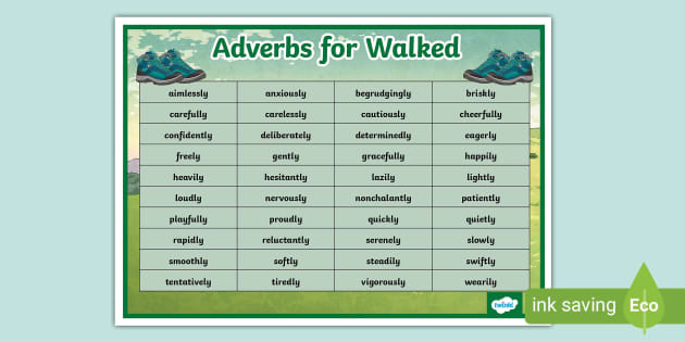 Adverbs for Walked Word Mat (teacher made) - Twinkl