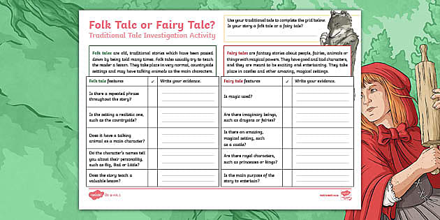 Folk Tale or Fairy Tale? Traditional Tale Worksheets
