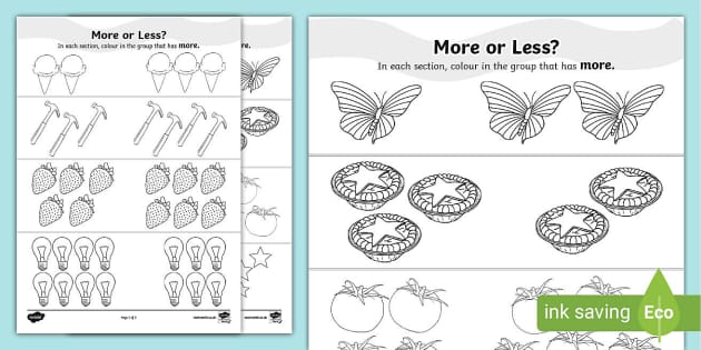 More Or Less Colouring Activity - More Or Less Colouring Activity