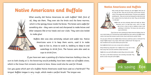 Native Americans and Buffalo Information Sheet-Scottish - Native Americans