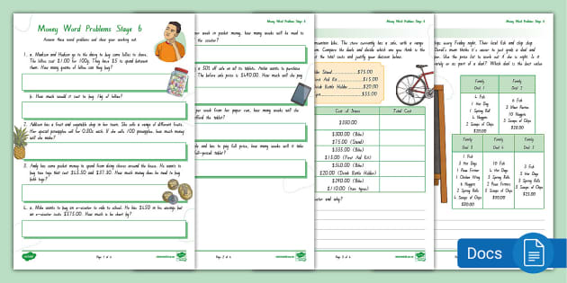 Stage 6 Money Word Problems (teacher made)