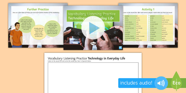 Technology in Everyday Life Vocabulary Listening Practice PowerPoint ...