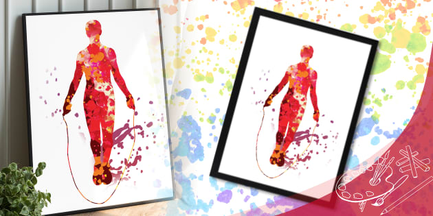 Skipping Rope Colour Splash Silhouette Poster (teacher made)