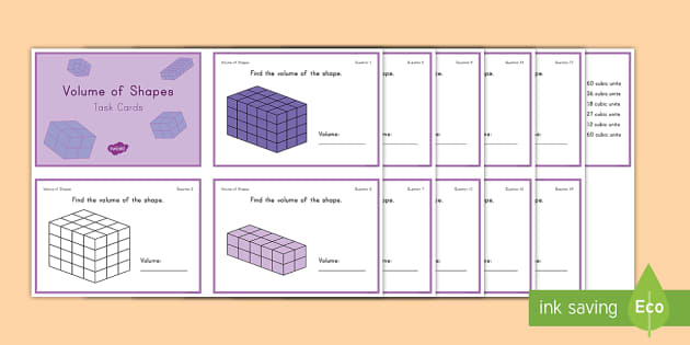 Math Volume of Shapes Task Cards - Twinkl