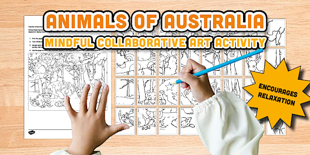 Animals of Australia Mindful Collaborative Art Activity