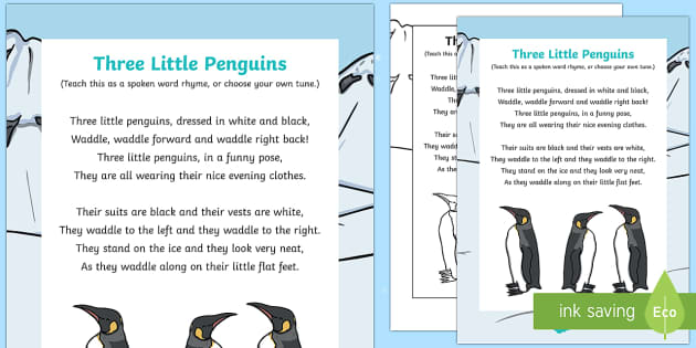 Three Little Penguins Rhyme