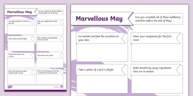 Marvellous May Wellbeing Checklist (teacher made) - Twinkl