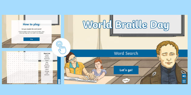 World Braille Day Word Search (Teacher-Made) - Twinkl