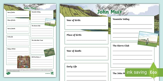 John Muir Fact File Template (Lehrer gemacht) - Twinkl