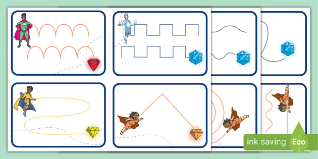 Superhero-Themed Mark Making Pattern Cards (teacher made)