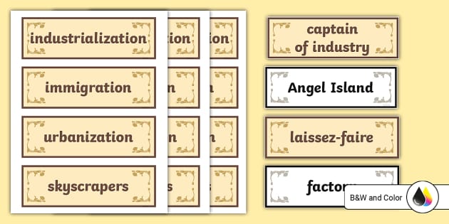Gilded Age Word Cards for 6th-8th Grade (teacher made)
