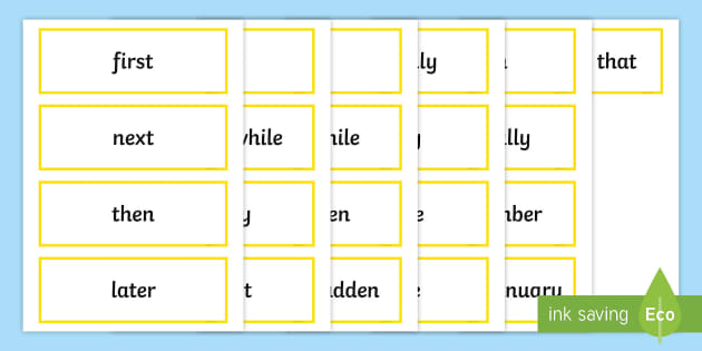 Time Connectives Word Cards