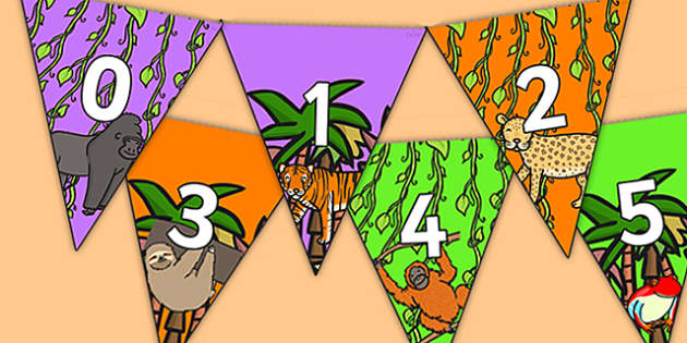 Jungle Themed 0 31 Bunting (teacher made) - Twinkl