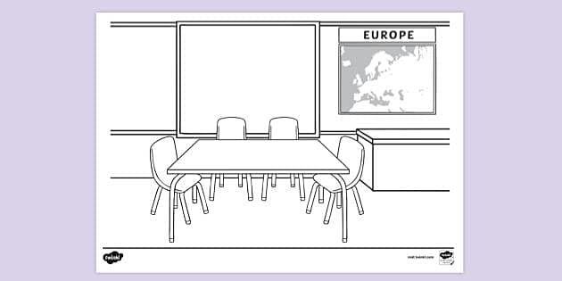FREE! - Desk in a Classroom Colouring Sheet (teacher made)
