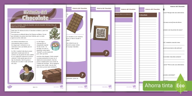 Comprensión lectora: Historia del chocolate - Twinkl
