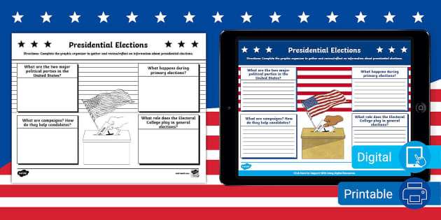 Presidential Elections Graphic Organizer for 6th-8th Grade