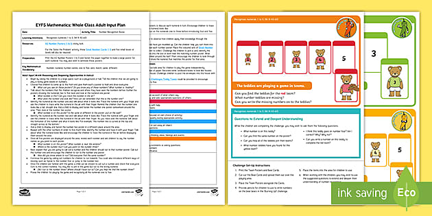 EYFS Number Recognition Races 1-5 Adult Input Plan and Pack