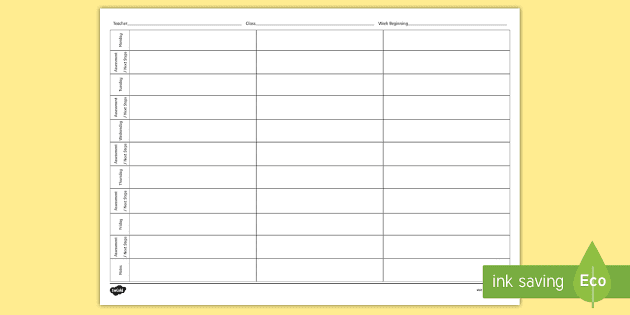 Weekly Lesson Plan Template Excel
