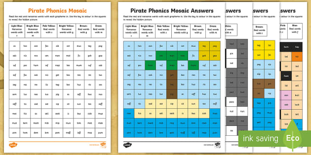 Pirates Phase 2 Mosaic Worksheets