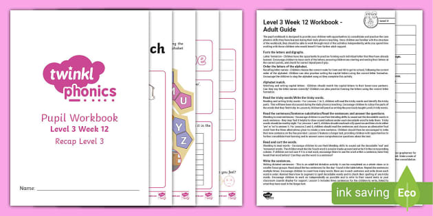 Level 3 Week 12 Phonics Workbook - Primary Resources
