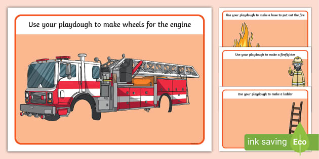 Fire Engine Modelling Dough Mats (teacher made) - Twinkl