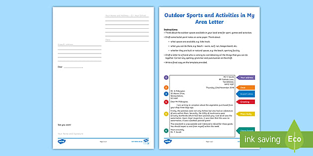 Outdoor Sports and Activities in My Area Letter Writing Template