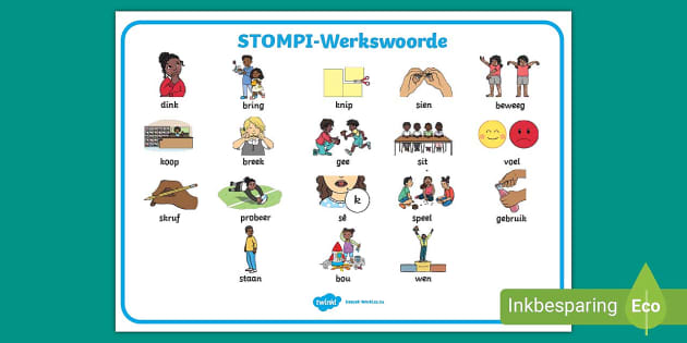 STOMPI - Werkwoorde Woordmat (teacher made) - Twinkl