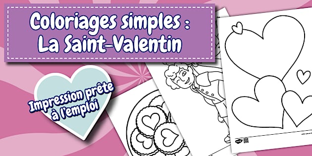 Coloriages simples : La Saint-Valentin
