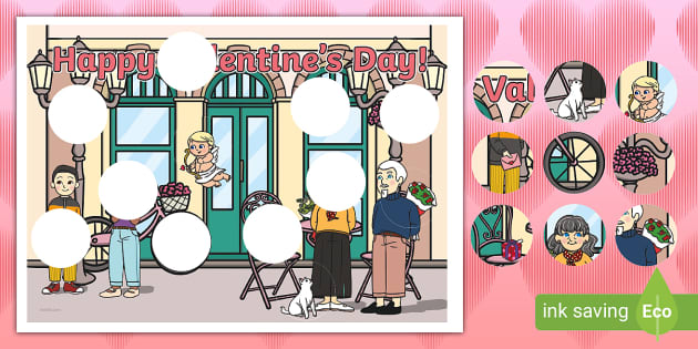 Valentine's Day Sticker Puzzle - Fix the Picture Activity