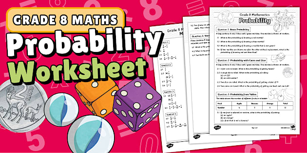 Grade 8 Maths - Term 3 - Probability - Worksheet (CAPS Aligned)