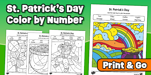 St. Patrick's Day Color by Number Worksheets