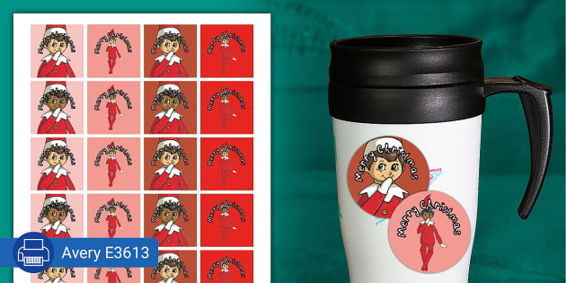 Red Christmas Elves 'Merry Christmas' Stickers - Twinkl