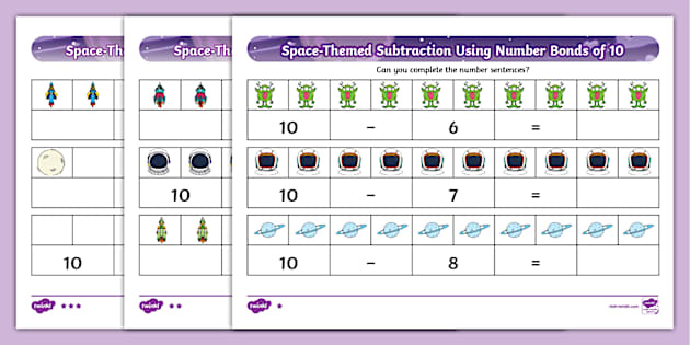 👉 Space-Themed Number Bonds to 10 Activity (teacher made)