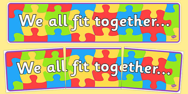 We All Fit Together Display Banner - transition, jigsaw, header