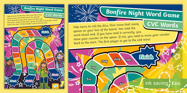 Bonfire Night CVC Word Game - Twinkl