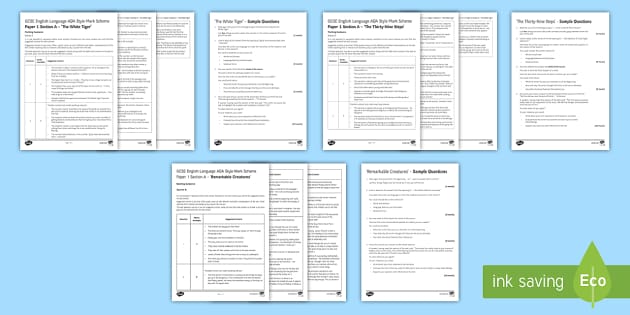 AQA Language Paper 1 Questions 1 - 4: Exam Practise Bundle 3