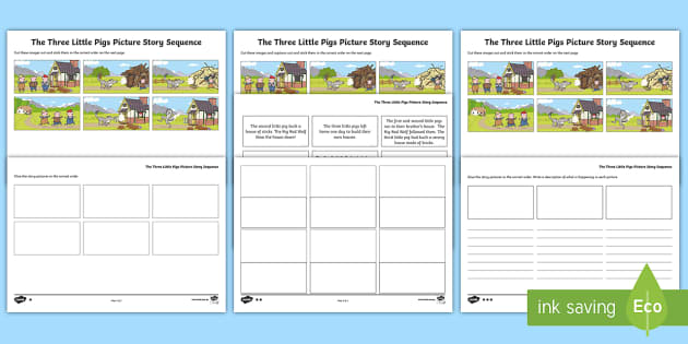Three Little Pigs Sequencing Differentiated Worksheets