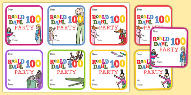 Roald Dahl 100 Party Invitations (teacher made) - Twinkl