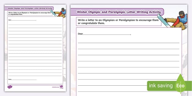 Winter Olympic and Paralympic Letter Writing Activity