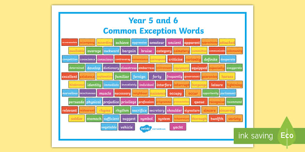 Year 5 and 6 Statutory Spellings Words | Word Mat