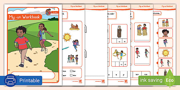 Grade 1 Phonics: -un Workbook (teacher made) - Twinkl