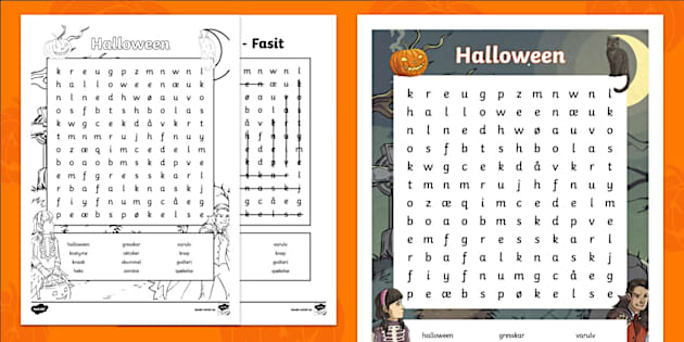 Utfordrende ordsøk til halloween