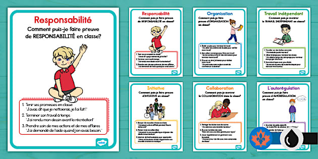 Ontario Learning Skills Primary Poster Pack French - Twinkl